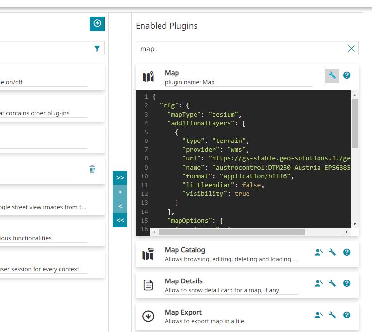 MapStore application context wizard, configuring a terrain layer - GeoSolutions